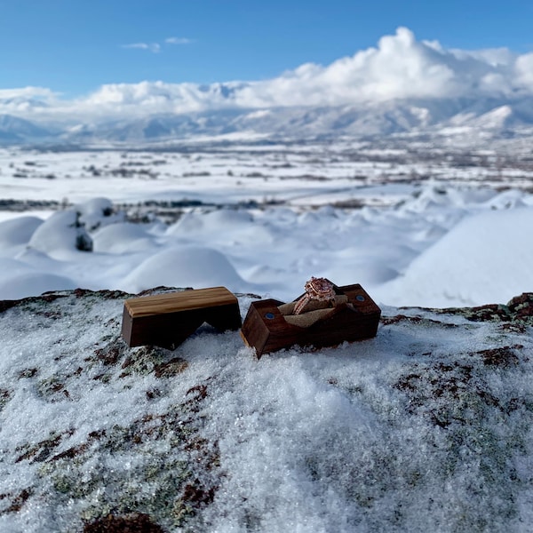 Ring Box "the Mountain" Made From Walnut & Olive Wood, Engagement Ring ...