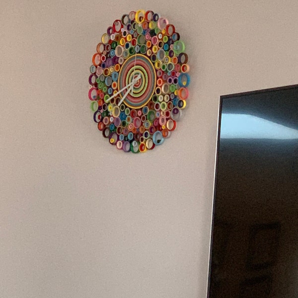 Wall Clock, Paper Clock, Colorful Clock, First Anniversary Gift, Paper ...