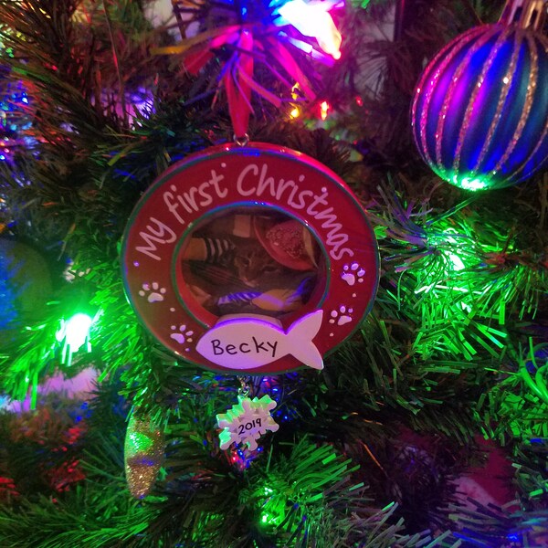 My First Christmas (cat) Picture Frame Personalized Christmas Tree ...