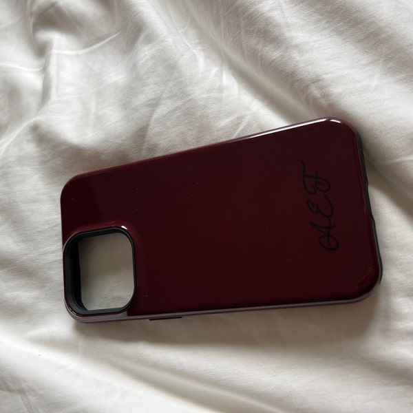 Dark Burgundy Phone Case, Solid Color iPhone 15 Tough Case, Minimal ...