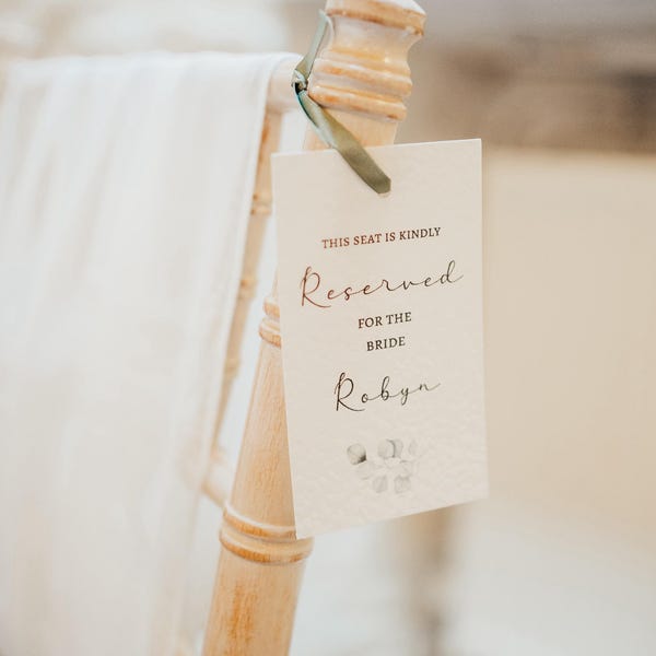 Eucalyptus Wedding Reserved Tags, Wedding Ceremony Reserved Seating Tag ...