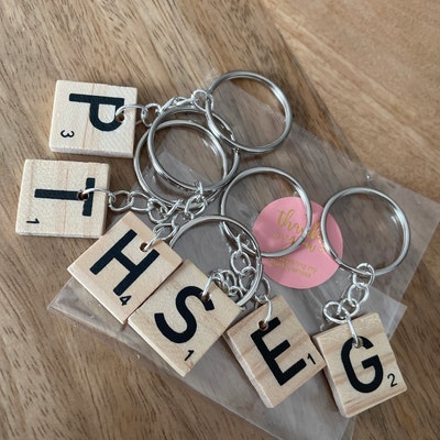 Wooden Initial Keyrings - Etsy
