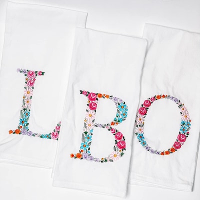 Machine Embroidery LETTER T Uppercase 10cm / 4 Tall Dainty Floral Font ...