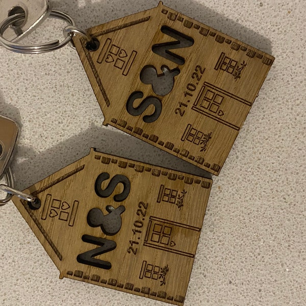 Set of 2 Couples New Home Keyrings - Housewarming Gift - Personalised ...