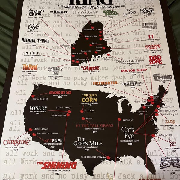 The United States of Stephen King / 24”x36” Map - Etsy