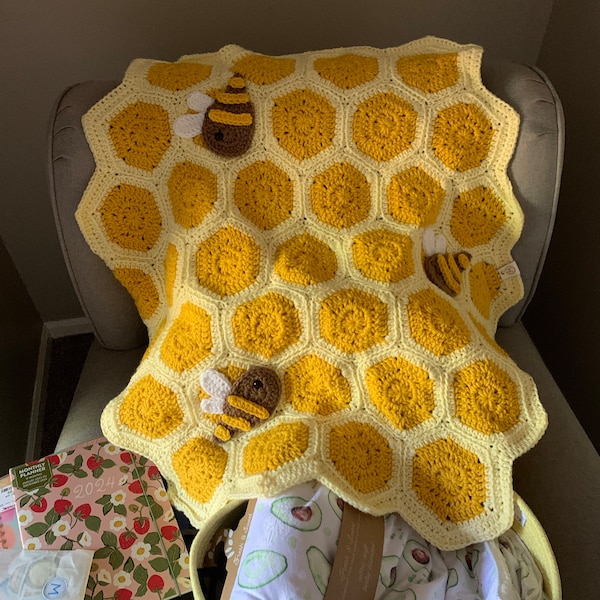 Hand Crocheted Baby Bumble Bee Baby Blanket Throw - Etsy