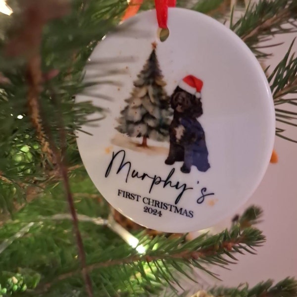 Personalised Dogs First Christmas Bauble, Puppy's 1st Xmas Tree ...