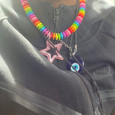 UV Rainbow Star Kandi Necklace, Rave Necklace, Rainbow Necklace,kawaii ...