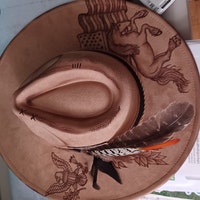 Hidden Gem's Womens Rancher Western Hand Burned Made to Order Cowgirl Extra Wide Brim ...