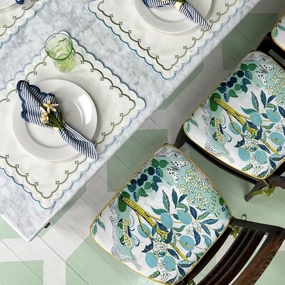Beautiful Placemats and Napkins Set for 6 Embroidered Green Modern ...