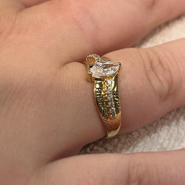 Customized Sterling Silver Womens High School Class Ring Bold ...