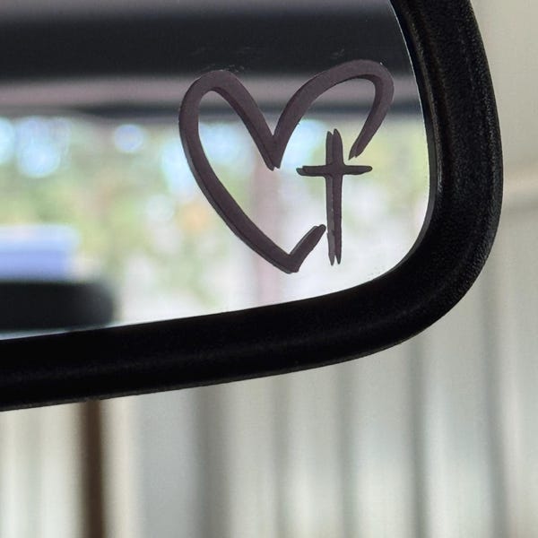 Heart Cross Vinyl Die Cut Decal|car Mirror|rearview|vanity|birthday ...