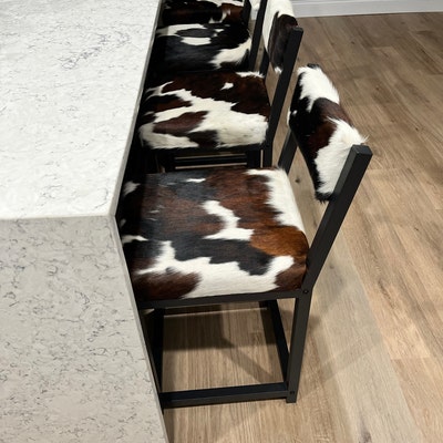 Cowhide Bar Stool Cowhide Counter Stool With Backs FPBK - Etsy