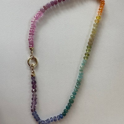 Multi Sapphire Smooth Rondelles, 4mm 6mm Sapphire Beads, Rainbow ...