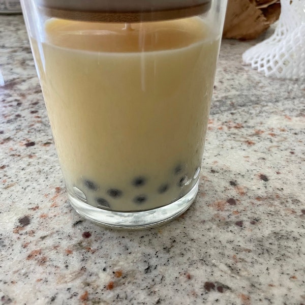 Vanilla Bean Boba Candle| Vanilla Candle Gift| Real Tapioca Pearls ...