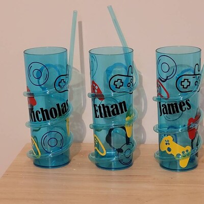 Personalized Crazy Straw Cup Tumbler Coloured Straw Wrapped Around Cup ...