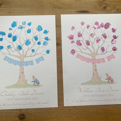 Fingerprint Tree Peter Rabbit Beatrix Potter Personalised Baby - Etsy