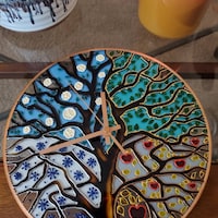 Stained Glass Clock, Wall Clock, Stained Glass, Glass Painting, Hand ...