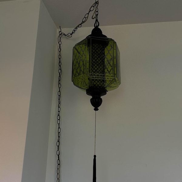 Stunning Real Blue Carnival Glass Vintage Hanging Swag Lamp Light - Etsy