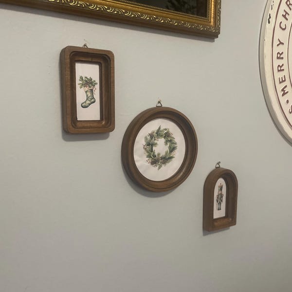 Set Miniature Wooden Frames 2 Inch Round Frame 2x4 Inch Oval Frame 2x4 ...