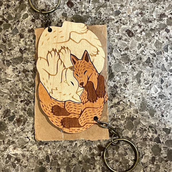 Interlocking Fox and Wolf Couple Keychains - Friendship or Relationship ...