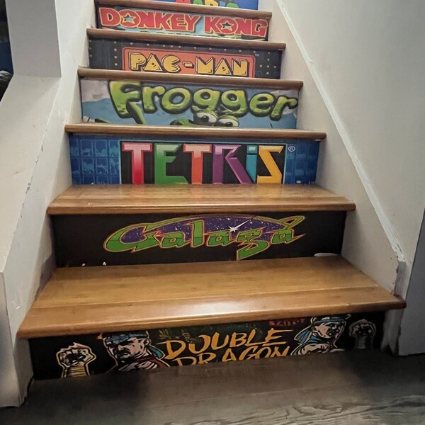 Computer Games Stair Stickers Old Game Stairs Decoration Customizable ...