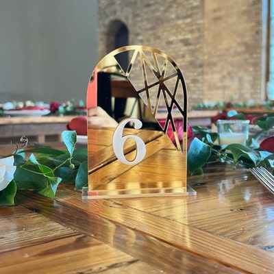 Gold Arch Table Numbers Wedding Geometric Modern Party Event Decor ...