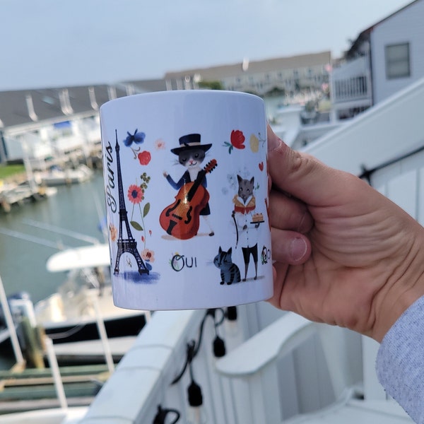 Paris Mug, Cats in Paris, Parisian Cats, Eiffel Tower Mug, 11 Oz ...