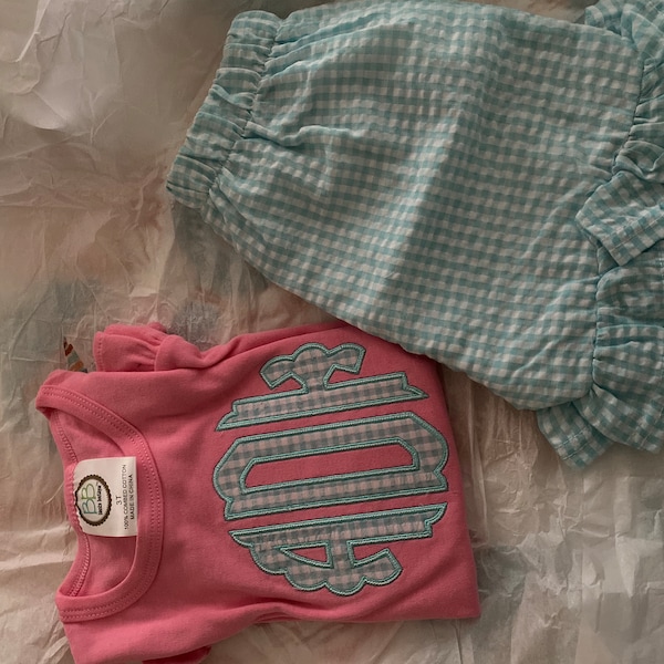 Girls Monogram Clothing Set, 5 Color Options - Etsy