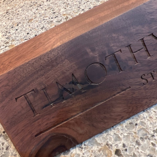 Engraved Wood Name Block With Business Card Holder - 10 Inches Desk ...