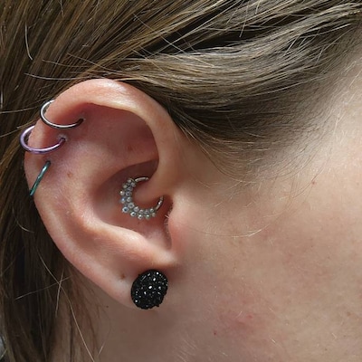 16G Daith Jewelry Silver 8mm Daith Earring Dainty Surgical Steel Cute ...