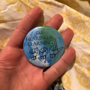 Asl Pin I'm Learning ASL Button With Name Personalized - Etsy