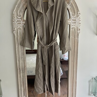 Linen Robe / Long Robe With Hood / Long Linen Bathrobe / Linen ...