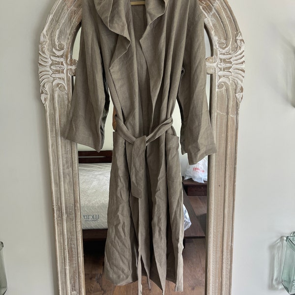 Linen Robe / Long Robe With Hood / Long Linen Bathrobe / Linen ...