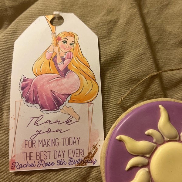 Rapunzel Thank You Tag: Rose Gold Princess Party Favor (digital ...