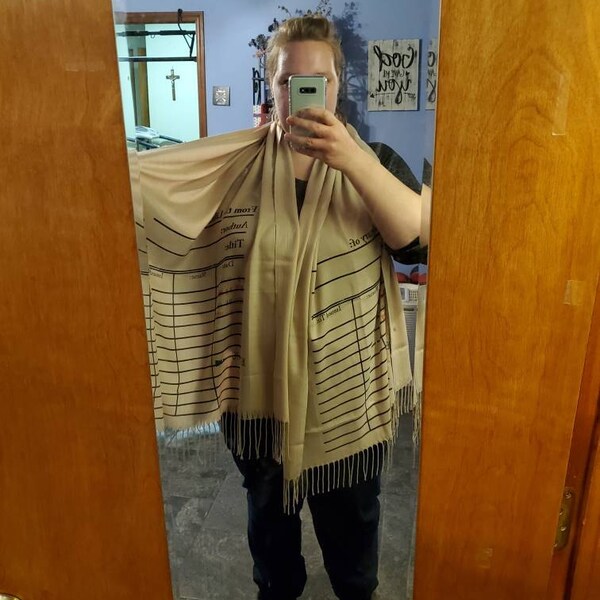 Library Card Scarf With Day Due Stamps. Book Scarf. Library Scarf ...