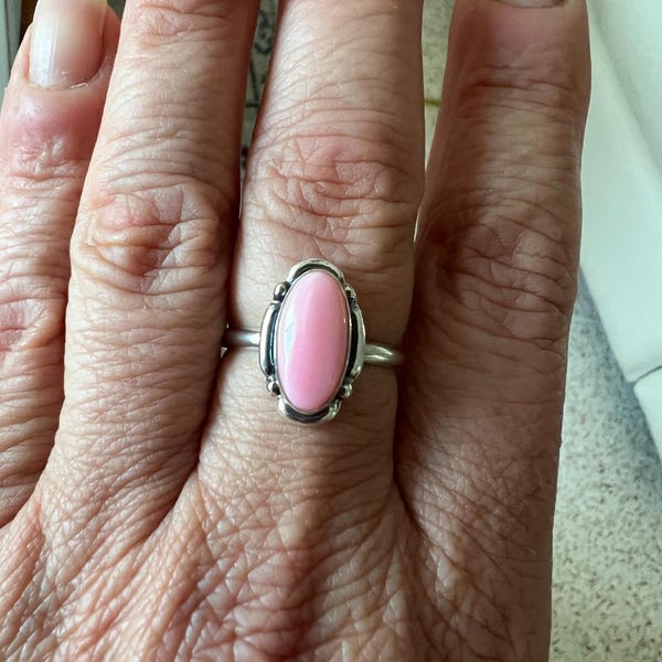 Oval Pink Conch Shell Ring/sterling Silver Queen Conch Shell Ring/conch ...