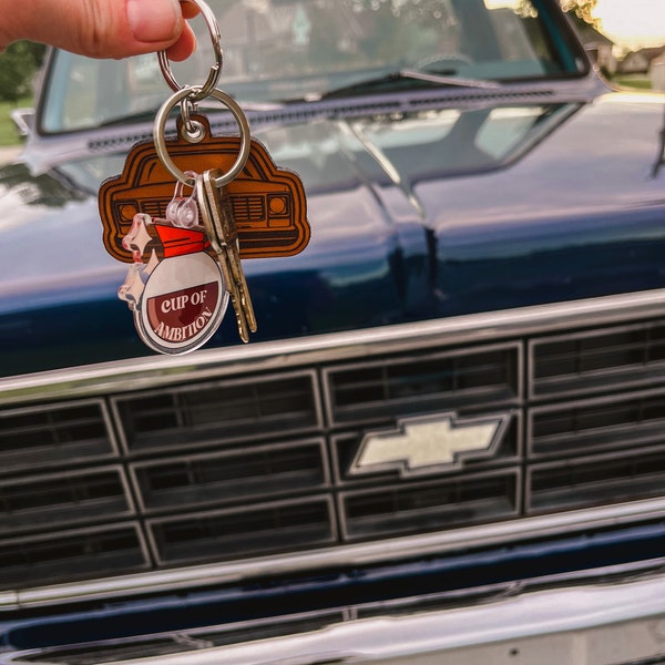 Handmade Leather C10 Square Body Round Eye Chevy GMC Keychain - Perfect ...