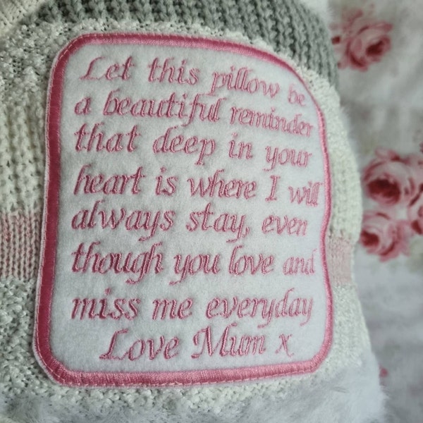 Personalised Memory Embroidery Patch for a Memory Pillow Let This ...
