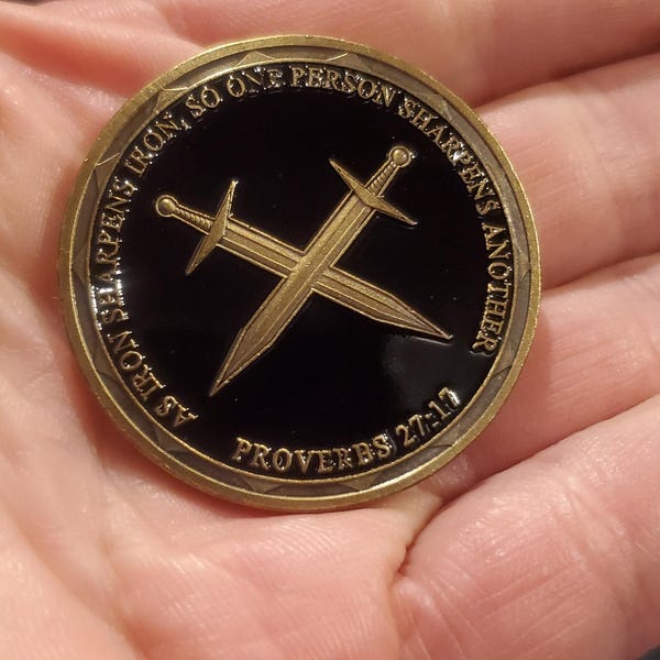 Armor of God Swords Crossed Anvil Iron Sharpens Iron Lapel Pin Proverb ...