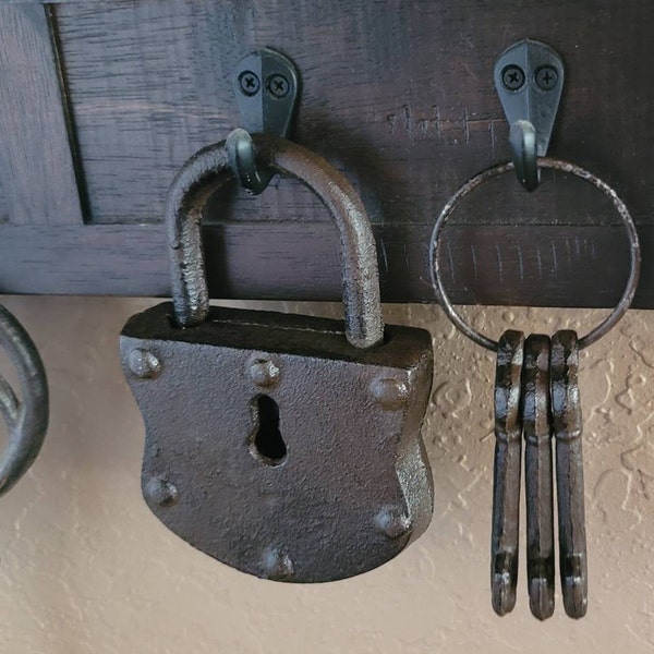 Cast Iron Lock and 3 Keys, Large Vintage Iron Lock With Key, Vintage ...