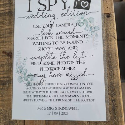 Personalised Disposable Camera Wedding Sign, Grab a Camera Print, Help ...