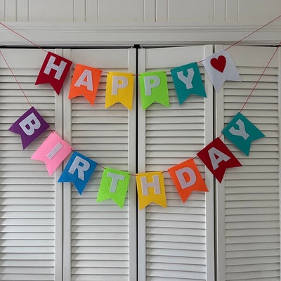 Felt HAPPY BIRTHDAY Banner, Reusable 4 Color Choices - Etsy