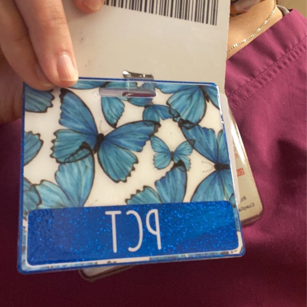 Custom Badge Buddy - Blue Butterfly Badge Buddy - Butterfly Badge Buddy ...