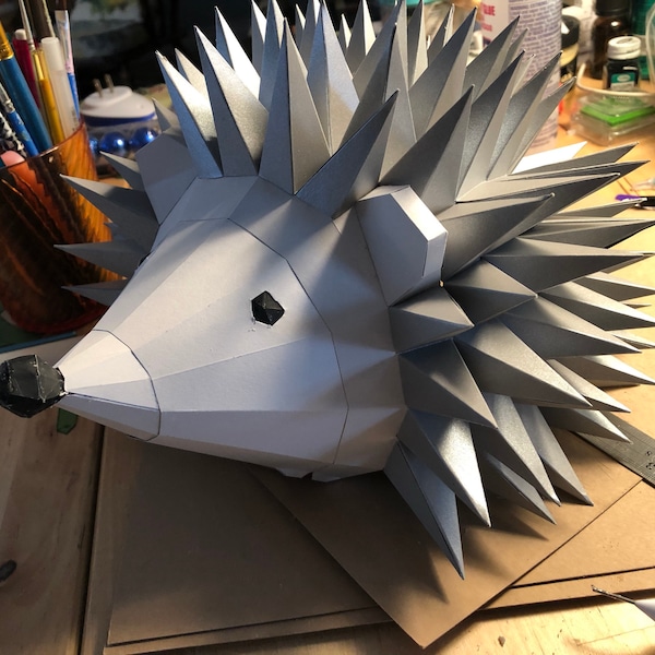 Hedgehog Papercraft Sculpture, Printable 3D Puzzle, Papercraft Pdf ...