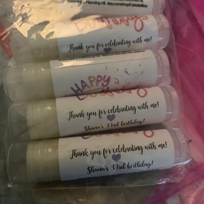 Happy Birthday Party Favor Custom Lip Balms Feliz Cumpleanos Birthday ...