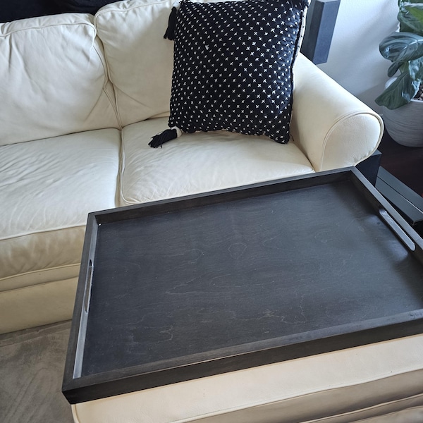 Solid Wood Ottoman Tray, Oversized, Extra Large Tray With Handles, XXL ...
