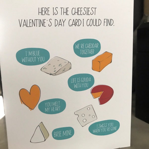 Cheesy Valentine's Day Card, Cheese Card, Cheese Lover, Valentine's ...
