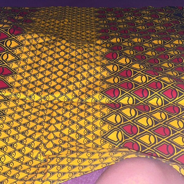 Vlisco Wax Hollandais RED / YELLOW BANGA African Wax Print Fabric ...