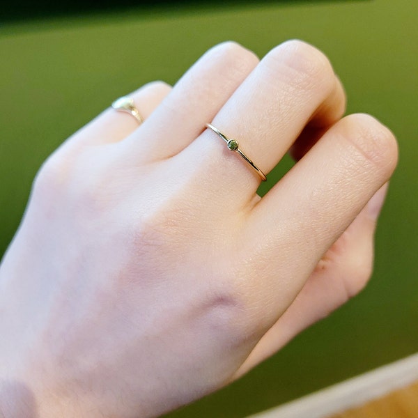 14K Gold Birthstone Ring, Solid Gold Ring, January, February, March ...